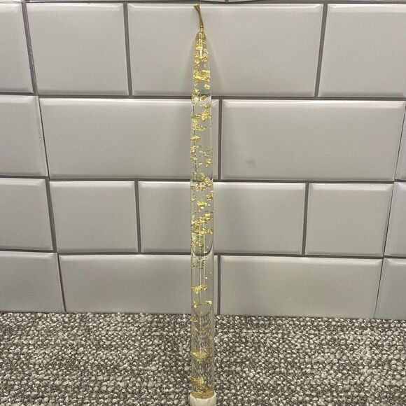 Accents | Lindberg Solvang Lucite Candle Mcm Glitter Gold Flakes Clear ...